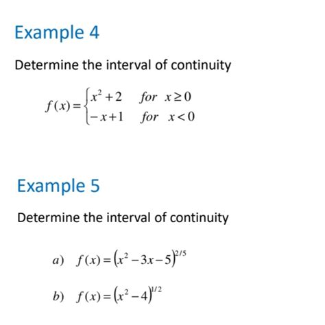 Solved Example Determine The Interval Of Continuity For Chegg