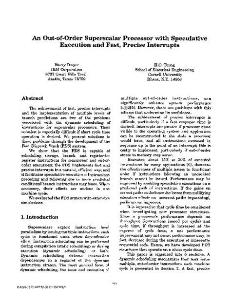 Pdf An Out Of Order Superscalar Processor With Speculative Execution