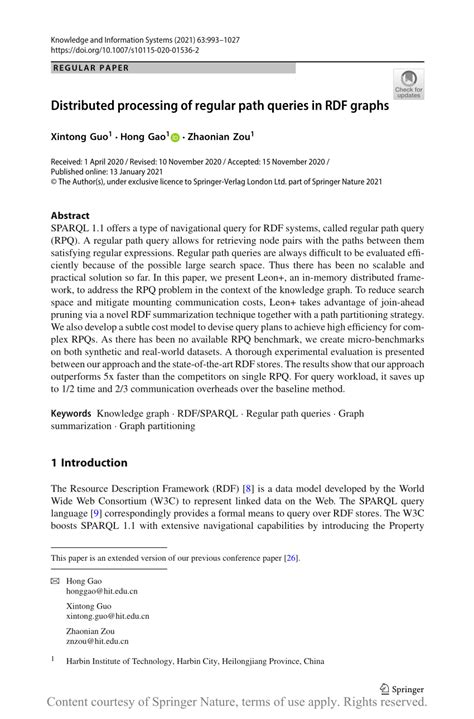 distributed processing of regular path queries in rdf graphs request pdf