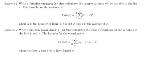 solved exercise 1 write a function variance x that