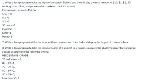 Solved 1 Write A Java Program To Take The Input Of Amount