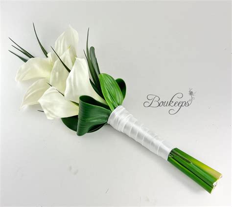Choose Ribbon Color Long Stem Calla Lily And Grass Greenery Bouquet