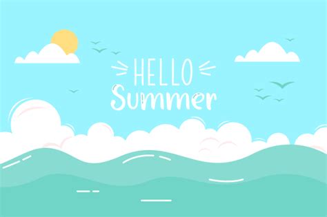Hello Summer Background Hand Drawn Style Graphic by tweenytree23 · Creative Fabrica
