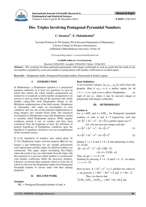 Pdf Dio Triples Involving Pentagonal Pyramidal Numbers