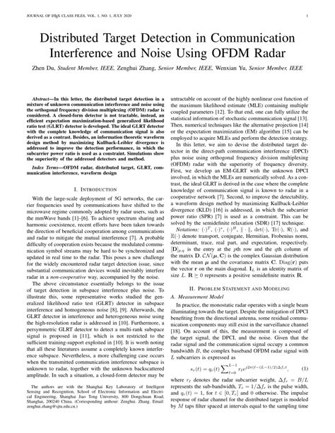 Pdf Distributed Target Detection In Communication Interference And