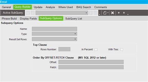 Baq Subquery Option In Kinetic View Kinetic Erp Epicor User Help