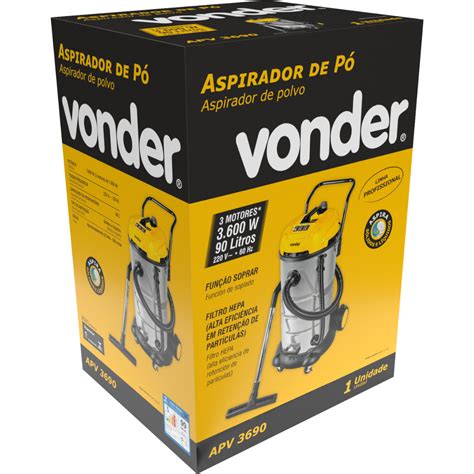 Aspirador De Pó 90l 3600w 220v 3 Motores Apv3690 Vonder