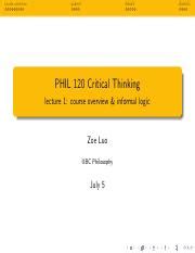 Guide To Critical Thinking PHIL Lecture Course Hero