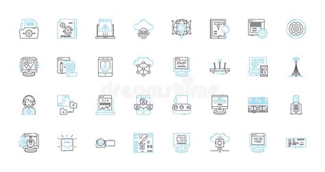 Cyber Workplace Linear Icons Set Cybersecurity Digitalization Collaboration Automation