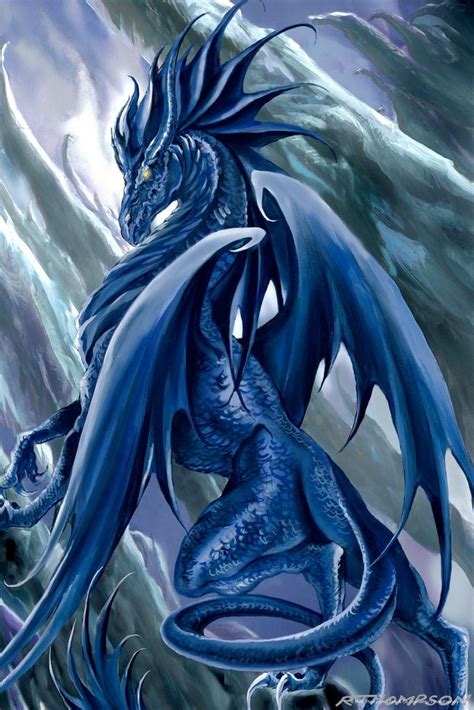 Vortex Blue Dragon By Ruth Thompson Fantasy Poster Drawing Magical