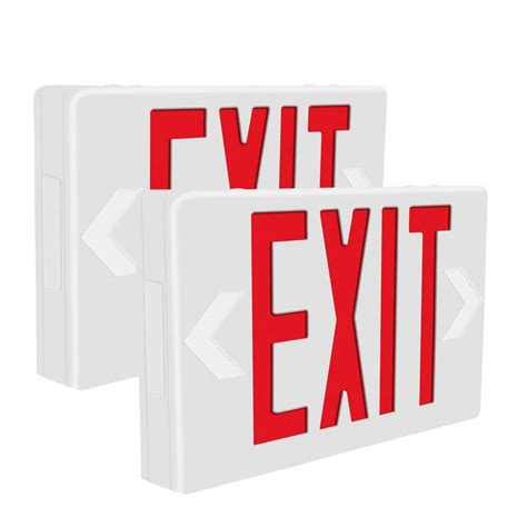 WYZM 120 Volt To 277 Volt Integrated LED With Battery White LED Exit Sign Red Lettering 2 Pack