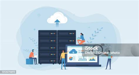 แนวคิดบริการคลาวด์คอมพิวติ้งเทคโนโลยีธุรกิจและเซิร์ฟเวอร์จัดเก็บข้อมูลศูนย์ข้อมูลเชื่ ภาพประกอบ