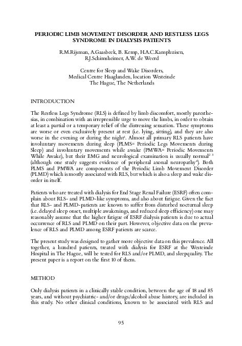 (PDF) Periodic limb movement disorder and restless legs syndrome in ...