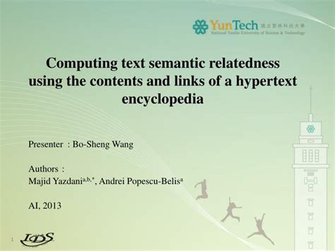 Ppt Computing Text Semantic Relatedness Using The Contents And Links