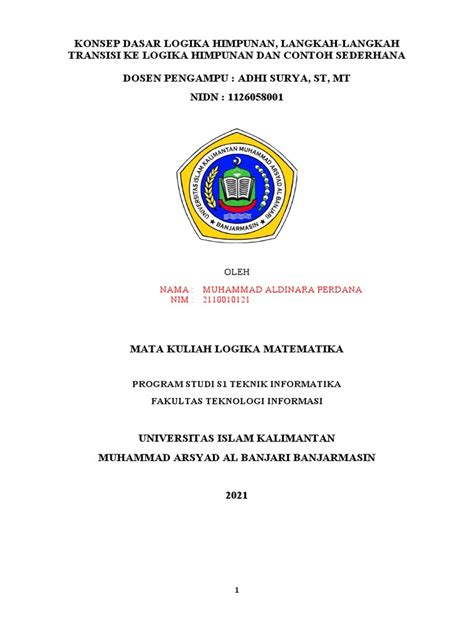 Konsep Dasar Logika Himpunan Langkah Langkah Transisi Ke Logika Himpunan Dan Contoh Sederhana Pdf