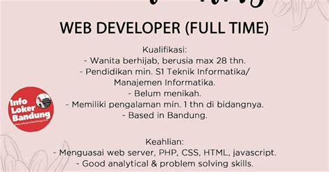 Lowongan Kerja Web Developer HijabChic Bandung Maret Info Loker Bandung Terbaru