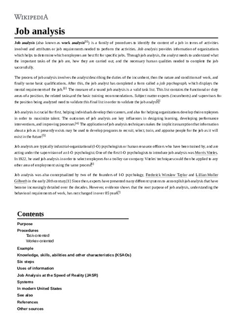 Pdf Job Analysis