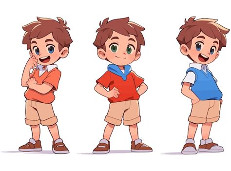 Premium Vector Free Vector Cartoon Boy Character Poses Standing With