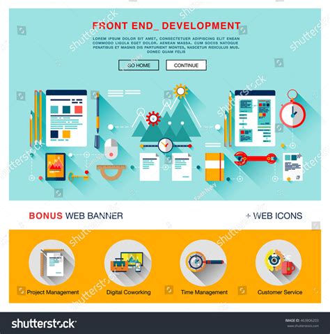 Flat Front End Development Application Programming Stock Vector 463806203 Shutterstock