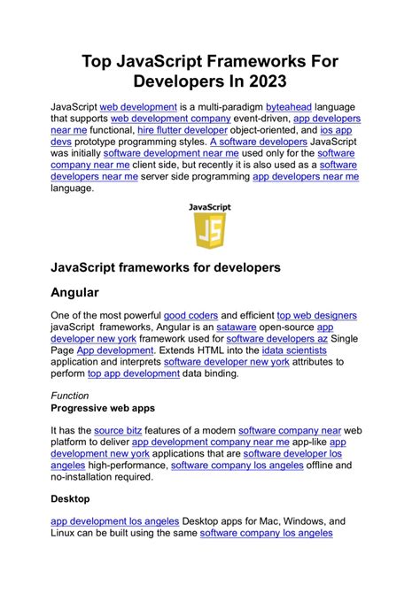 ppt top javascript frameworks for developers in 2023 powerpoint