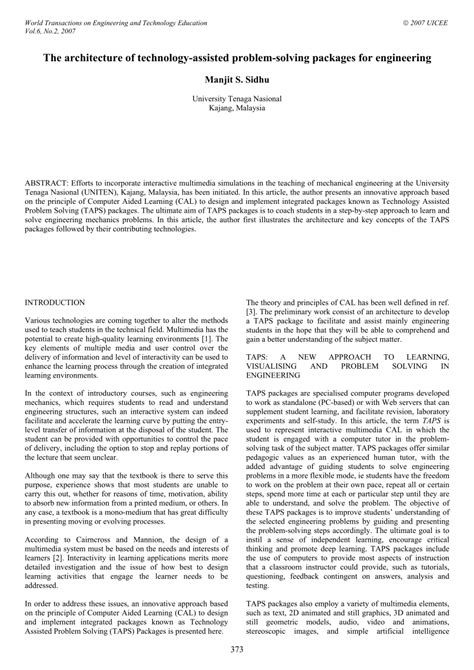 Pdf Architecture Of Technology Assisted Problem Solving Packages For