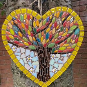 Tree Of Life Art Mosaic Tree Of Life Garden Decor Anniversary Gift Unique Gift Heart Mosaic
