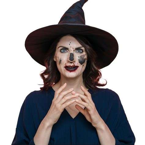 Sinisterlooking Witch With A Crooked Nose And Warts Isolated On White