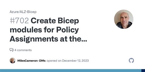 create bicep modules for policy assignments at the subscription and