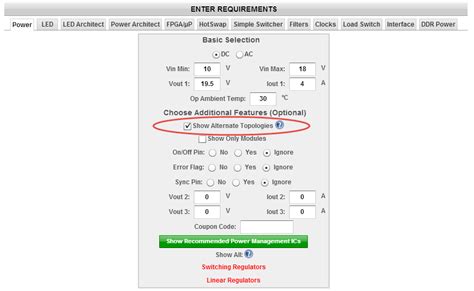 lm5175 webench will not allow all possible configurations