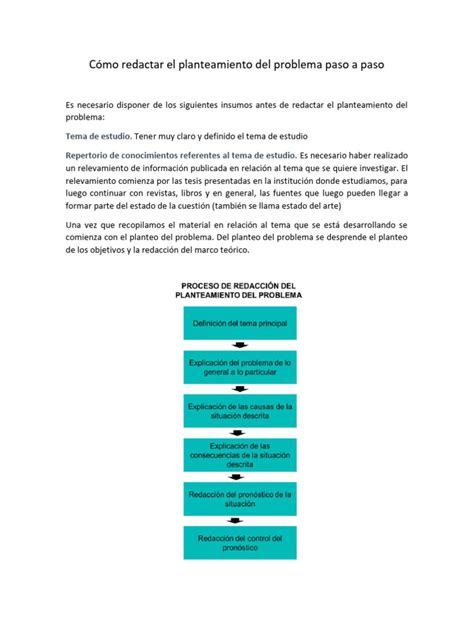 Guía Para Redactar El Problema De Investigación Pdf Business
