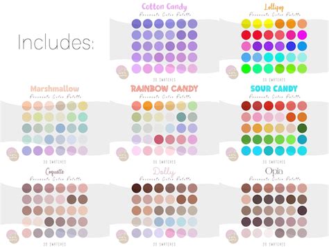Aesthetic Procreate Color Palette MEGA BUNDLE Color Palette For Procreate Procreate Swatches