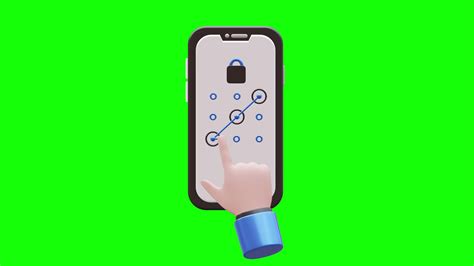 3d hand gesture animation unlocking pattern password on smartphone with