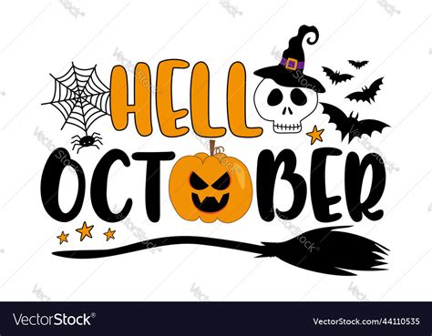 Hello October Halloween Typography Design Vector Image