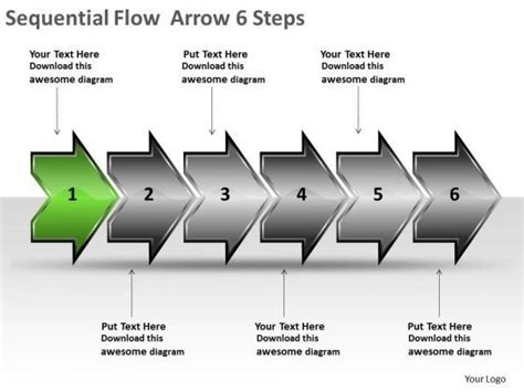 sequential flow arrow 6 steps what is process chart powerpoint templates
