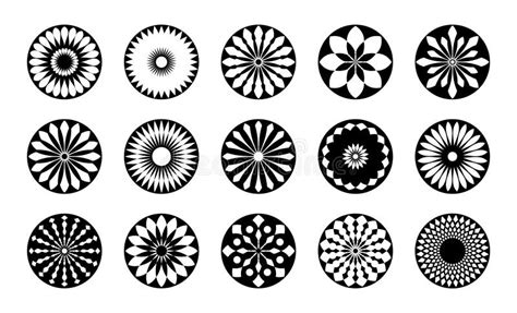 Abstract Flowers Icons Circle Radial Design Elements Stock Vector Illustration Of Graphic