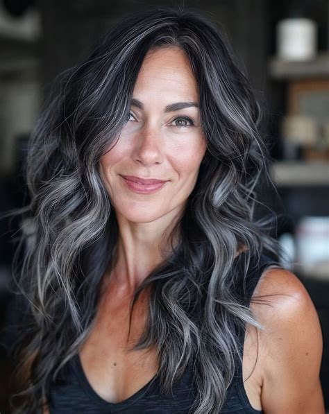 40 Gorgeous Ways To Blend Grays Into Dark Hair Hair Color For Black