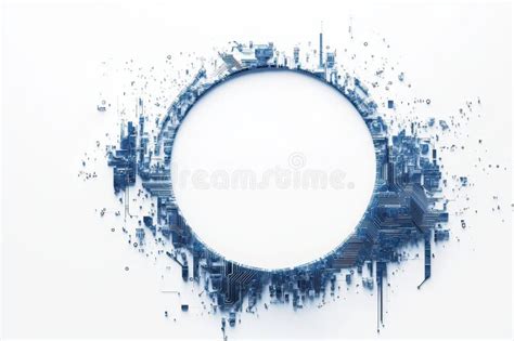 Abstract Circular Tech Design Circuit Board Frame White Background Stock Illustration