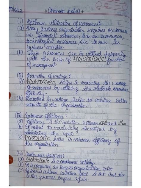 Ocm Functions Of Management Common Points Notes Pdf