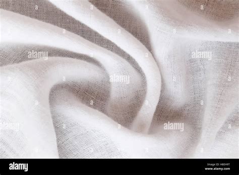 Rippled White Calico Of Surface Fabric For The Design Background Stock
