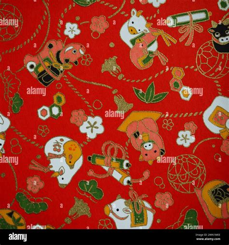 Traditional Japanese Patterns With Festive Theme With Zodiac Symbols