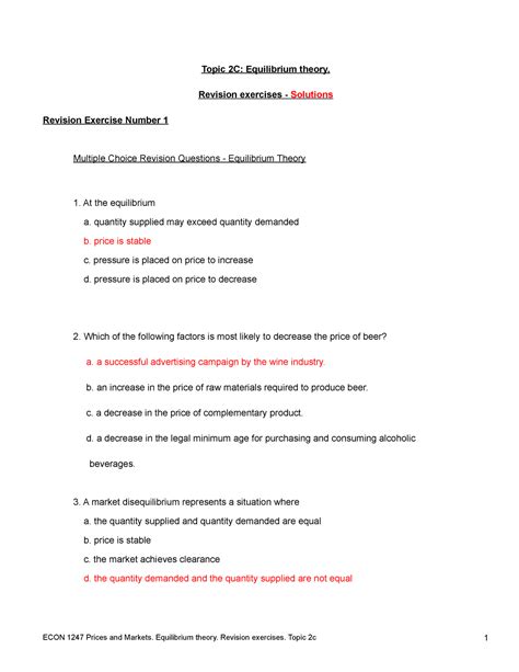 Topic 2c Solutions11 Topic 2c Equilibrium Theory Revision Exercises Solutions Revision