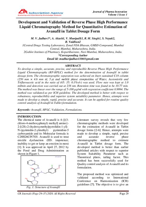 Pdf Development And Validation Of Reverse Phase High Performance Liquid Chromatography Method