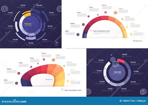 Set Of Vector Circle Chart Designs Modern Templates For Creating