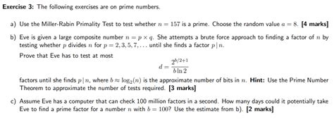 Solved Exercise The Following Exercises Are On Prime Chegg