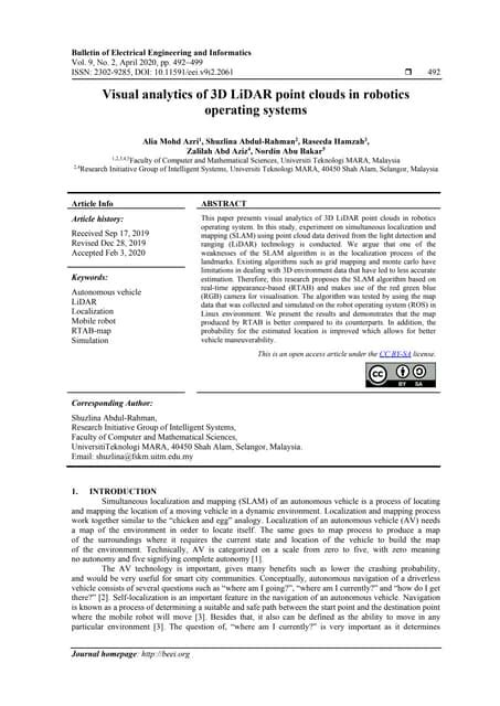 Visual Analytics Of 3d Lidar Point Clouds In Robotics Operating Systems Pdf