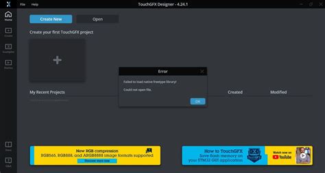 Solved Cant Create A Project In Touchgfx Designer For A