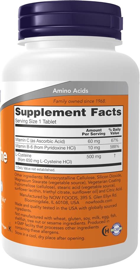 Now L Cysteine 500 Mg 100 Tablets Behealthybd