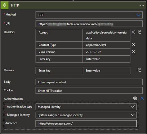 Logic App Query Azure Table Using And Managed Identity