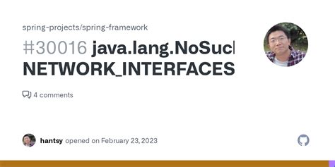 java lang nosuchfielderror network interfaces · issue 30016 · spring