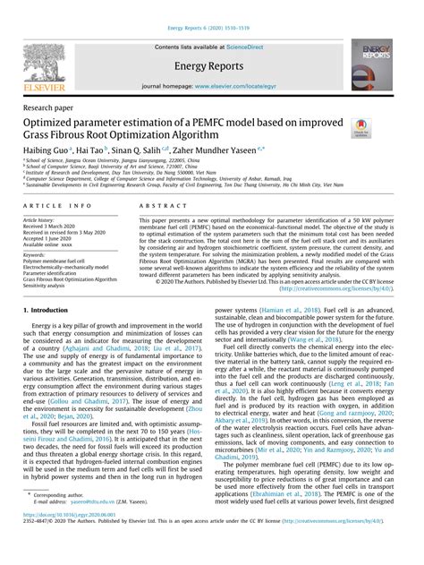 Pdf Optimized Parameter Estimation Of A Pemfc Model Based On Improved